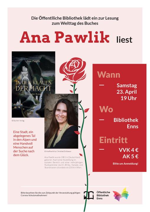 Lesung zum Welttag des Buches mit Ana Pawlik Lesung zum Welttag des Buches mit Ana Pawlik